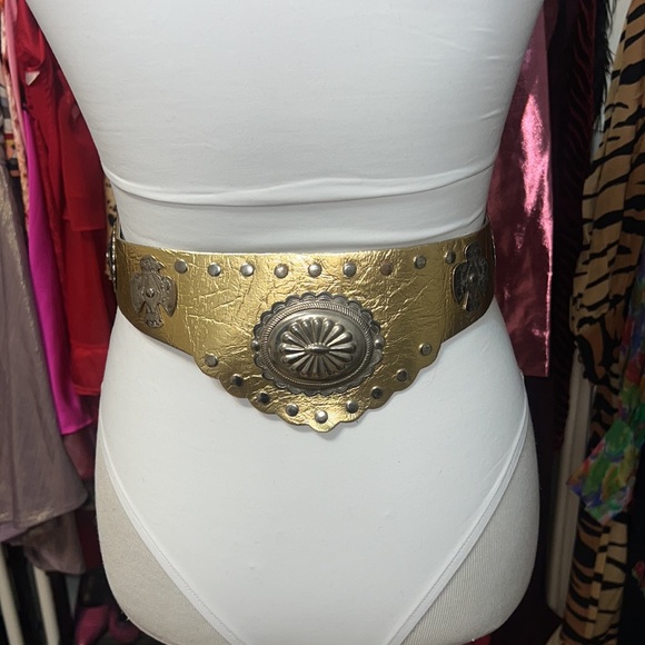 Vintage | Accessories | Vintage Rare 98s Metallic Gold Wide Concho ...